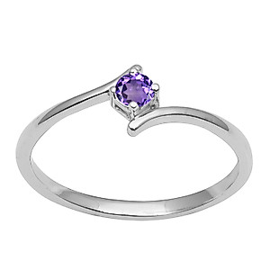 Shine Jewel 925 Sterling Silver Round Amethyst Gemstone Solitaire Ring (6)