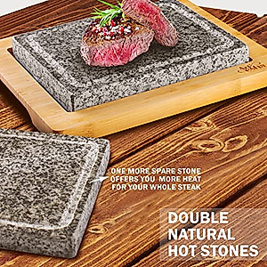 Artestia Cooking Stones for Steak, Double Cooking Stones in One Sizzling Hot Stone Set, Steak Stone Cooking Set Barbecue/BBQ/Hibachi/Steak Grill (One Deluxe Set with Two Stones)