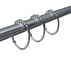 Zenna Home Rustproof Stainless Steel Oval Roller Shower Rings, Set of 12, Chrome