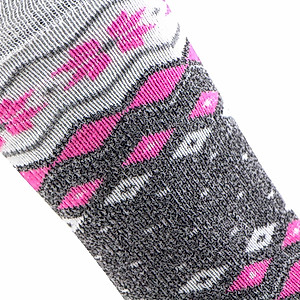 Pure Athlete Kids Ski Socks – Warm Merino Wool Skiing Snowboard Sock for Boys and Girls (1 Pair - Grey/Hot Pink, X-Small-Small)