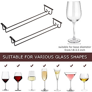 LotFancy Wine Glass Rack Under Cabinet, 17 inch Pack of 2 Metal Stemware Storage Rack Under Shelf, Bar Glass Holder for Kitchen Home Décor