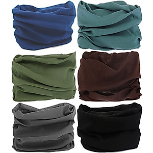 VANCROWN Neck Gaiter Headband Headwear Head Wrap Face Mask Magic Scarf Bandana for Men and Women (6PCS.Solid Color.2)
