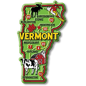 Vermont Colorful State Magnet by Classic Magnets, 2.4" x 4", Collectible Souvenirs Made in The USA