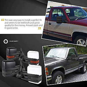 Autozensation Compatible with GMC C/K 1988-1998, 92-99 Yukon Suburban, Led Smoke Signal Power + Heated Towing Side Mirrors