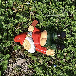 GREBSTK Drunk Gnome Statue Garden Gnome Outdoor Statues Garden Sculpture Decoration Garden Figurine Art