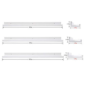 AZSKY 48Inch White Floating Shelves for Wall, Picture Ledge Shelf Set of 3 Different Sizes Wood Long Wall Shelves for Wall Bathroom Decor Kitchen Spice Rack Frames Set of 3