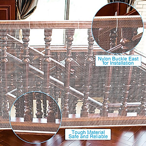 2 Pieces Christmas 20x2.6 ft Child Safety Nets Balcony Protective Net Sturdy Stair Banister Net with Ropes and Ties for Kids Pets Toys Indoor Stairs Cribs Child Protect Supplies, White