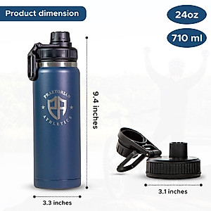 24 Oz Stainless Steel Thermal Insulated Hot/Cold Water Bottles To Keep Any Drink Hot For 12 Hours & Cold For 24 Hours - Gym Water Bottles For Men & Women - Mens Thermal Water Bottle (Dark Blue)