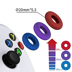 PlayVital 3 Pairs Silicone BuffeRings Aim Assist Target Motion Control Precision Rings for PS5, for PS4, for Xbox Series X/S, Xbox One, Xbox 360, for Switch Pro, for Steam Deck - 3 Different Strengths