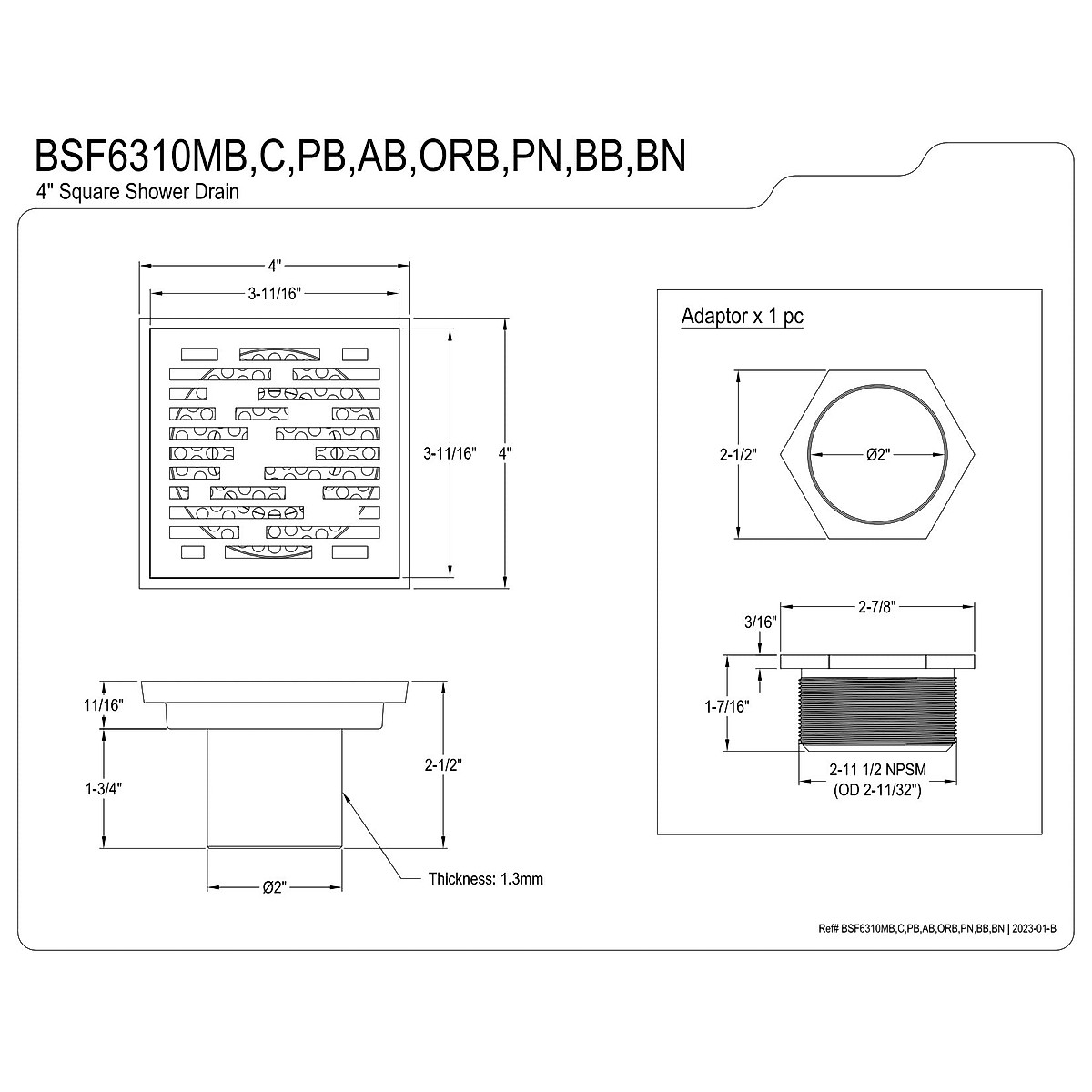 Kingston Brass BSF6310C Watercourse Shower Drain, Polished Chrome