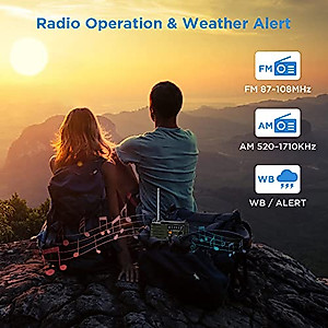 Ainostone Emergency Radio 5000mAh Portable NOAA Weather Radio AM/FM Power Bank with Solar Panel Hand Crank Battery Powered Flashlight Reading Lamp SOS Alarm for Camping Hurricane Storm Outdoor Home