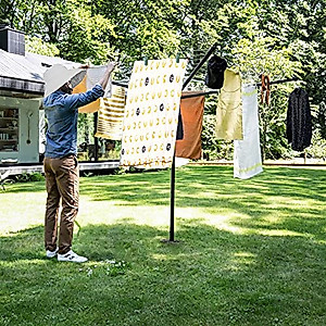 MYOYAY Rotary Outdoor Umbrella Drying Rack Umbrella Rotary Dryer Clothes Line Protective Cover 4 Arms with 165ft Clothesline Outdoor