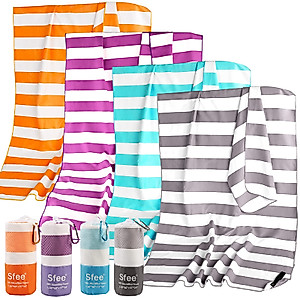 Sfee 2 in 1 Microfiber Beach Towel, Quick Dry Towel Camping Towel Travel Towel Super Absorbent Compact Lightweight Sports Towel Gym Towel Set for Beach, Gym, Hiking, Pool, Backpacking, Bath, Yoga