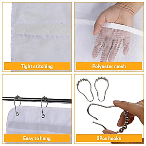 Mesh Shower Caddy Hanging Organizer 7 Pockets Bathroom Shower Pockets Storage Bag Quick Drying Shower Mesh with Curtain Hooks for Shampoo, Soap, Bath Toys & Cruise Ship Essentials, 29.5 x 17 in (1)