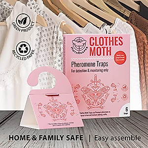 Clothing Moth Traps 6 Pack with Pheromones Prime, Clothes Moth Trap with Lure for Closets & Carpet, Moth Treatment & Prevention
