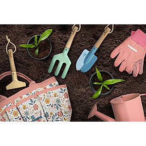 Gardening Set, Tool Kit, for Kids, STEM, Includes Tote Bag, Spade, Watering Can, Rake, Fork, Trowel and Gloves (Petal)