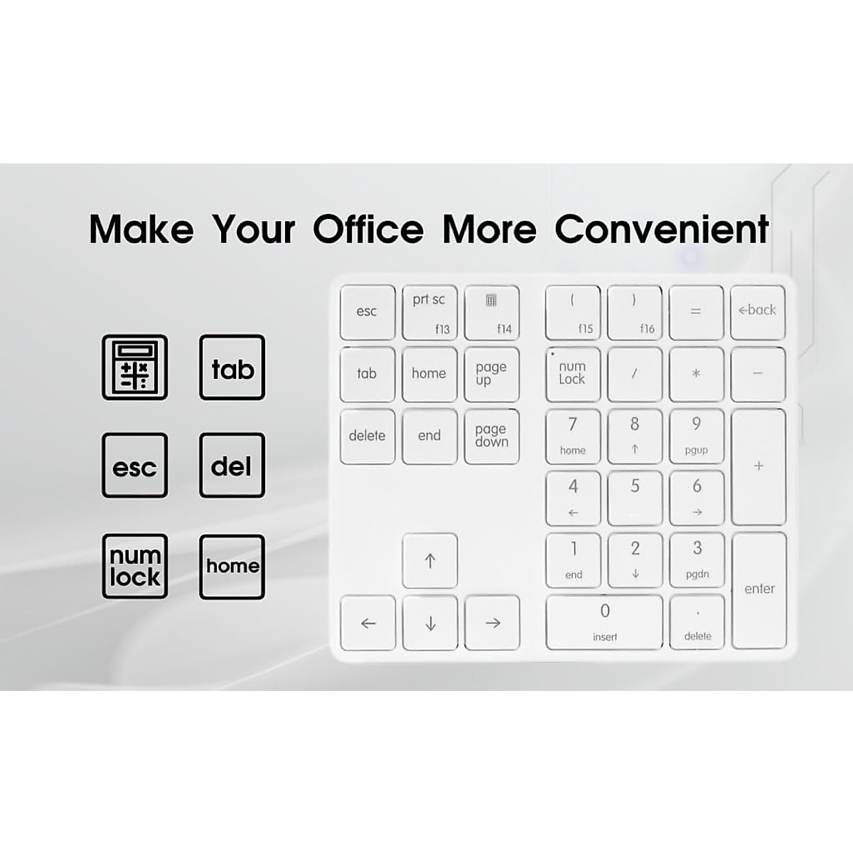 Levieny Wired Number Keypad - 34 Key USB Numeric Keypad, Magicforce Accounting 10 Key for Laptop, Surface Pro, Notebook (White)