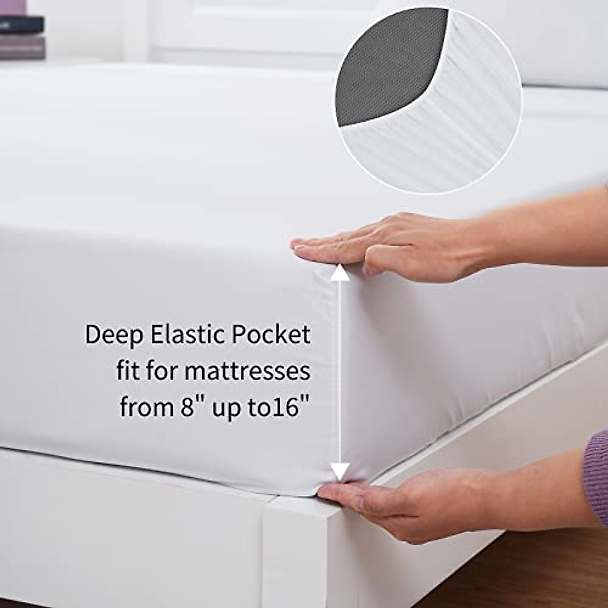 Yastouay Sheet Set, 4 Pcs Ultra Soft Bed Sheets Deep Pocket Bedding Sheets & Pillowcases Wrinkle Stain Resistant (White, Queen)