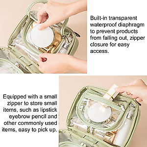 Veki TSA Approved Toiletry Bag Transparent Makeup bag Double Travel Cosmetic bags Case Waterproof Toiletries Bag Large Capacity Open Storage bag Organizer for Women and Girls (Small Green)