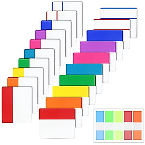 EOOUT 600pcs Sticky Index Tabs 2 Inch Index Tabs, Writable File Tabs Flags, Colored Page Markers Labels for Books, Binders and File Folders, 17 Sets 10 Colors