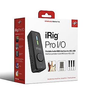 IK Multimedia iRig Pro I/O audio interface for iPhone, iPad, Mac, iOS and PC with USB-C, Lightning and USB cables, 24-bit, 96 kHz recording and guitar, bass and XLR mic inputs