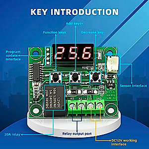 DaFuRui 3Pack W1209 Digital Temperature Controller Module，W1209 Temperature Controller Board Case with Waterproof NTC Probe -50~110℃ DC 12V Electronic Temp Control Module Switch