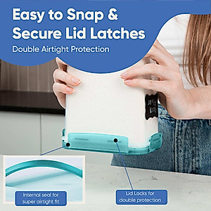 BellaCasa Essentials Airtight Food Storage Containers with Lids, 24 pcs Plastic Kitchen and Pantry Organization for Cereal, Dry Food, Sugar and Snacks, BPA free Includes Spoon, 24 Labels, Marker