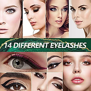 Rechoo Magnetic False Eyelashes Kit- 14 Pairs Different Magnetic Lashes Natural Look with 3 Eyeliners, Reusable 3D Black False Eyelashes with Applicator and Tweezers for Daily Eyelash Extension