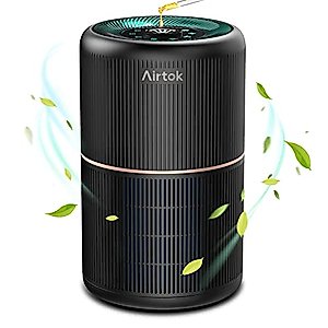AIRTOK HEPA Air Purifier for Home Bedroom with Fragrance Sponges | 4-In-1 H13 True HEPA Air Filter for Smoke Dust Pollen Pet Dander Odors,99.97% Removal to 0.1 Microns | Ozone-Free, Night Light,Black
