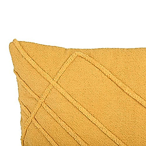 Main + Mesa Embroidered Cotton Geometric Lumbar Pillow, Gold