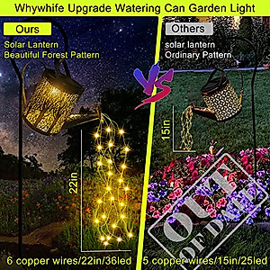 Solar Watering Can with Lights, Outdoor Garden Decor Hanging Lantern Waterproof Landscape Lights Outside Decorations for Patio Yard Art Flower Bed Backyard Gardening Gifts for Mom Grandma Women