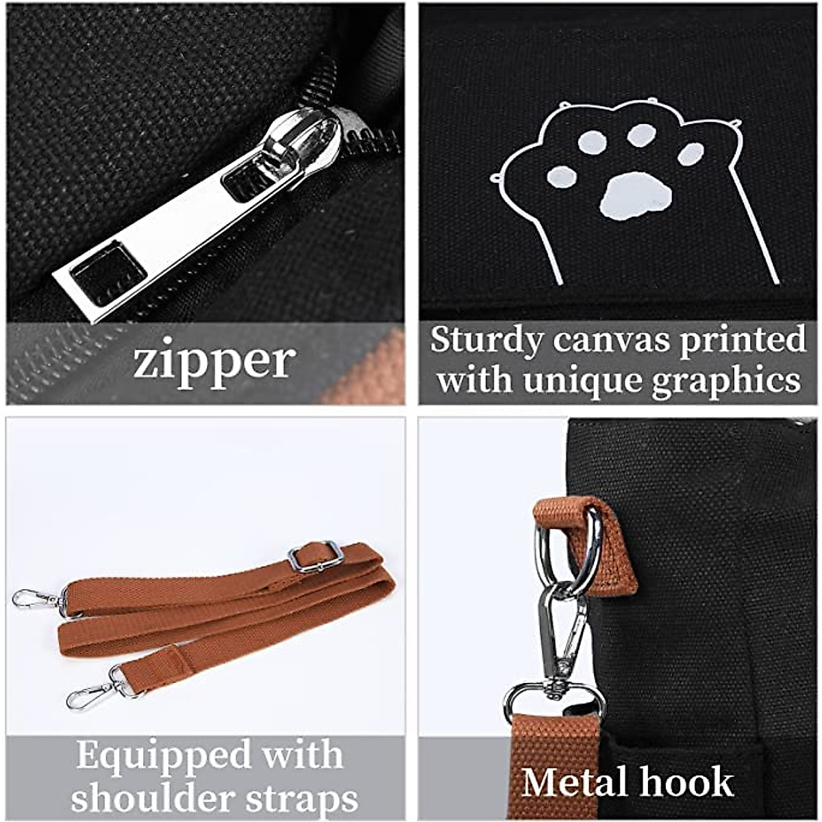 Canvas Tote Bag for Women men Shopping Bag with Zipper Pocket Handbags Crossbody Bag