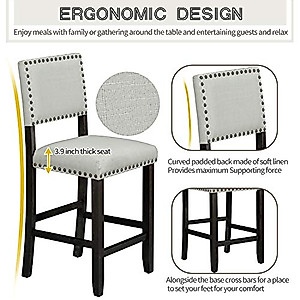 Merax 5 Piece Dining Set Kitchen Table Set Counter Height Table Set with One Rectangle Table and 4 Cushioned Chairs for 4 Persons Dining Room Table Set for Small Place(Table+4 Chairs)