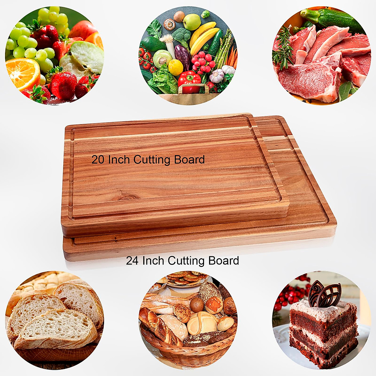 GaoMon 24 x 18 In Acacia Cutting Boardfor Kitchen, XXL Extra Large Charcuterie Cheese Platter Serving Tray, Food Prep and Serving Boards, Chopping Boards for Meal Vegetables and Cheese