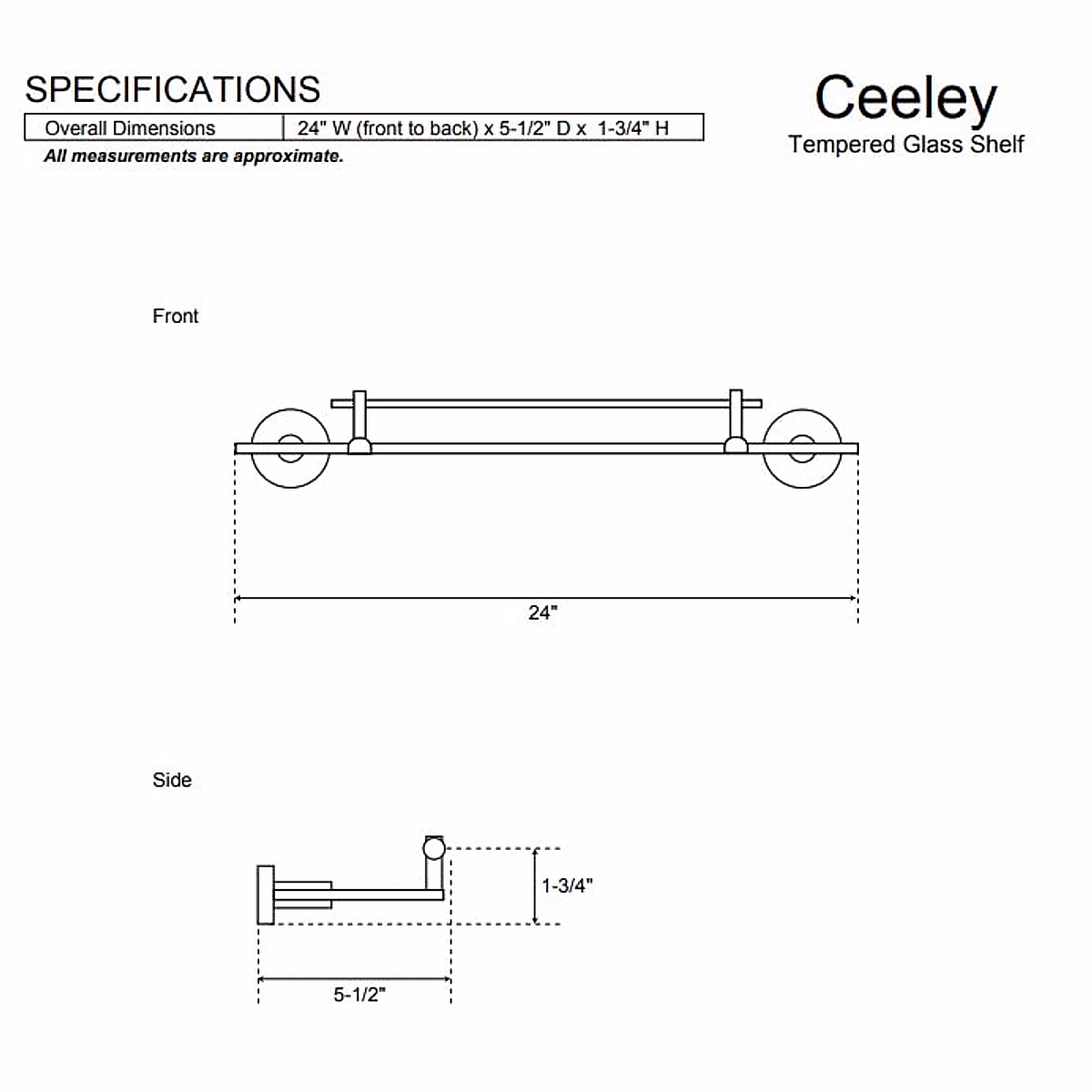 Naiture Collection Tempered Glass Shelf in Brushed Nickel Finish