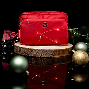 Puppington 3-in-1 Crossbody Bag & Dog Treat Pouch for Pet Training - Matching Poop Bags & Built-In Poop Bag Dispenser - Zippered Pockets - Dog Walking Bag for Office to Off-Leash (Ruby Red)