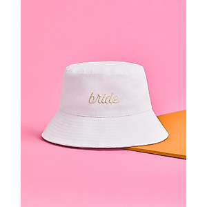 xo, Fetti Bachelorette Party Embroidered White Bride Bucket Hat | Bach Party Decorations, Beige Bride to Be Accessory, Neutral Bridesmaid Favors, Bridal Shower Supplies