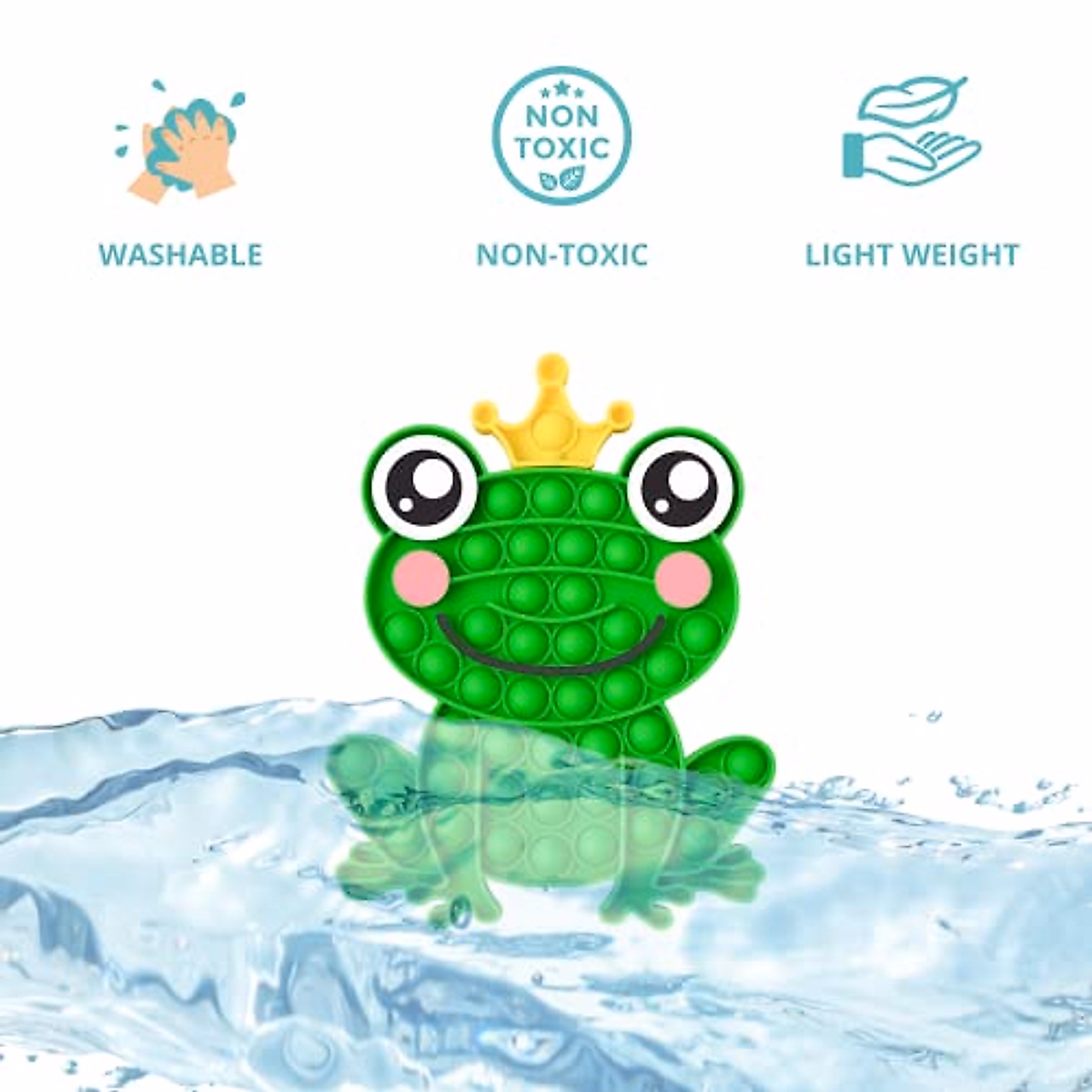 Frog Push Pop Bubble Fidget Toy, Silicone Animal Sensory Squeeze Toy, Stress Relief, Anti-Anxiety, ADHD, Autism, Special Fidget Popper Gift for Kids and Adults, 1 Count (Frog)
