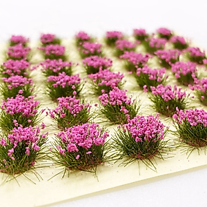 Cayway Flower Cluster Model Pink Flower Vegetation Groups Grass Tufts Set Miniature Static Scenery Model for DIY Architecture Building Garden Scenery Landscape