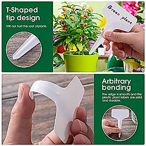 100Pcs Plastic Plant Labels, T-Type Tags Waterproof Re-Usable Nursery Garden Label for Flower Vegetables Herb Signs, White