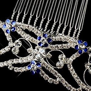 Bella Silver Clear & Blue Rhinestone"Twilight" Comb