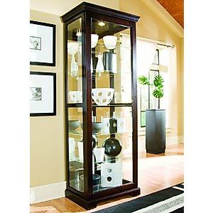Pulaski Two Way Sliding Door Curio, 30 by 20 by 80-Inch, Chocolate Cherry II Finish, Dark Brown
