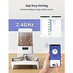 Automatic Cat Feeders, WiFi 5L Automatic Pet Feeder with Anti-Stuck Design, Programmable Cat Food Dispenser for 1-2 Cats and Dogs, 60 Portion 10 Meal Per Day