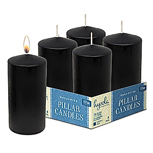 Hyoola Black Pillar Candles 2x4 Inch - 4 Pack Unscented Pillar Candles - European Made