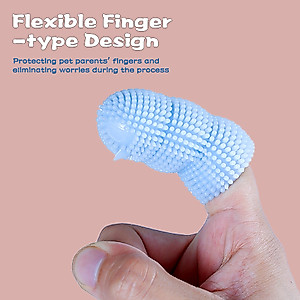 JOOEASI Dog Finger Toothbrush, 4 Pack Heavy Duty Dog Tooth Brushing Kit Soft Silicone Finger Toothbrush for Dogs, Cats (Blue and Pink) (4 Pack)