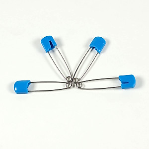 OsoCozy Cloth Diaper Nappy Pins 4 Packs - 4 Stainless Steel Safety Pins with Locking Plastic Heads. Durable, Safe and Cute 2.2 Inches Long (Blue)