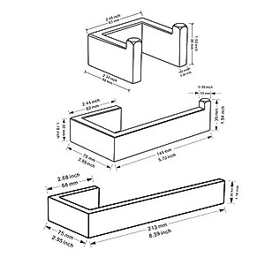 Black Bathroom Hardware Set-Towel/Robe Hook-Towel Ring-Toilet Paper Holder-Stainless Steel-3 Pieces Square Bath Accessories, Heavy Duty Wall Mount Matte Black by MARMOLUX ACC