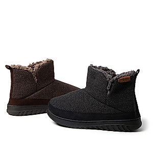 Dearfoams mens James Woven Boot Slipper, Coffee, X-Large US