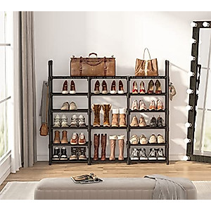 Tribesigns Shoe Rack Storage Organizer 6 Tiers Shoe Rack 30-35 Pairs Shoes and Boots Shelf with 2 Hooks Large Free Standing Shoes Holder Rack for Closet, Entryway
