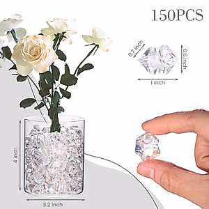 DomeStar Dazzling Fake Ice Rocks - 150PCS Holographic Acrylic Crushed ICES Sparkling Fake Diamonds Iridescent Plastic Clear Gems Marble Vase Fillers & Table Scatter Decoration